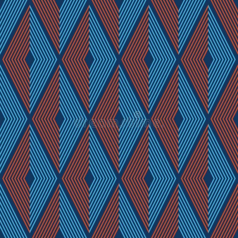 Seamless Navy Blue and Orange Diamond Optical Pattern Vector Stock ...