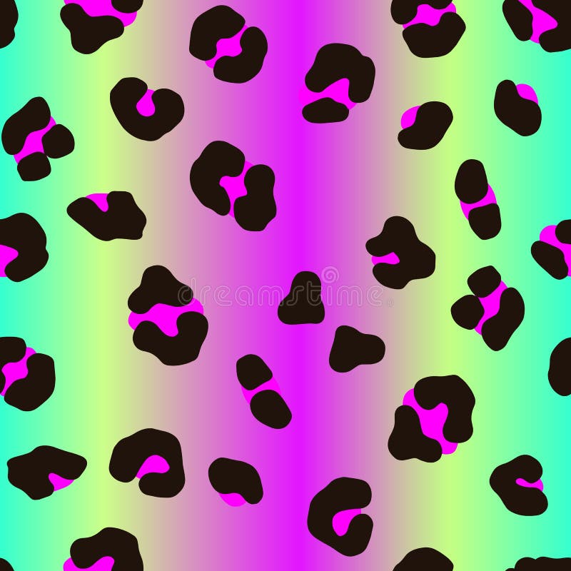 Seamless Neon Leopard Pattern Stock Vector - Illustration of jungle ...