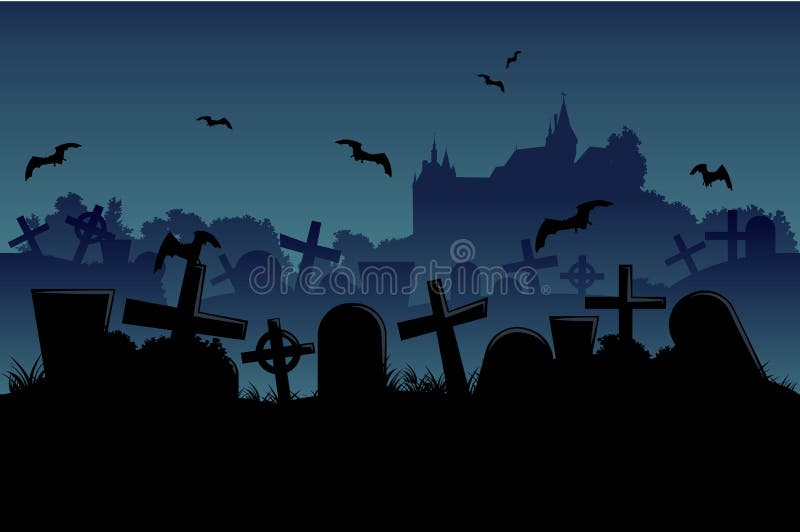 Seamless Night Cemetery Background Stock Vector - Illustration of ...