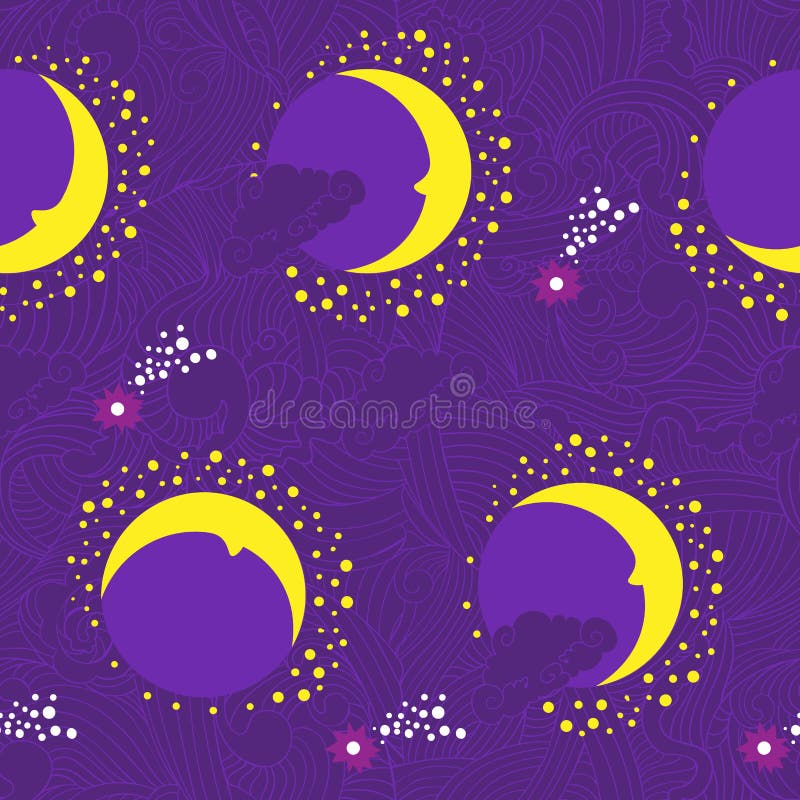 Moon Fairy-tale Purple Pattern Stock Illustration - Illustration of ...