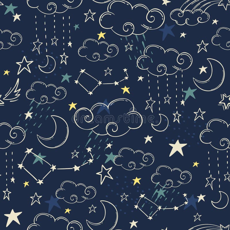 Seamless night pattern stock vector. Illustration of pajama - 113564118