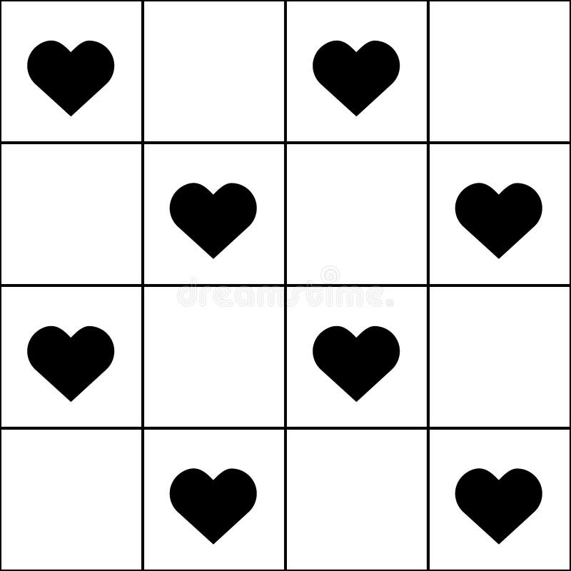 Heart and Line Grid Seamless Background. Stock Vector - Illustration of ...