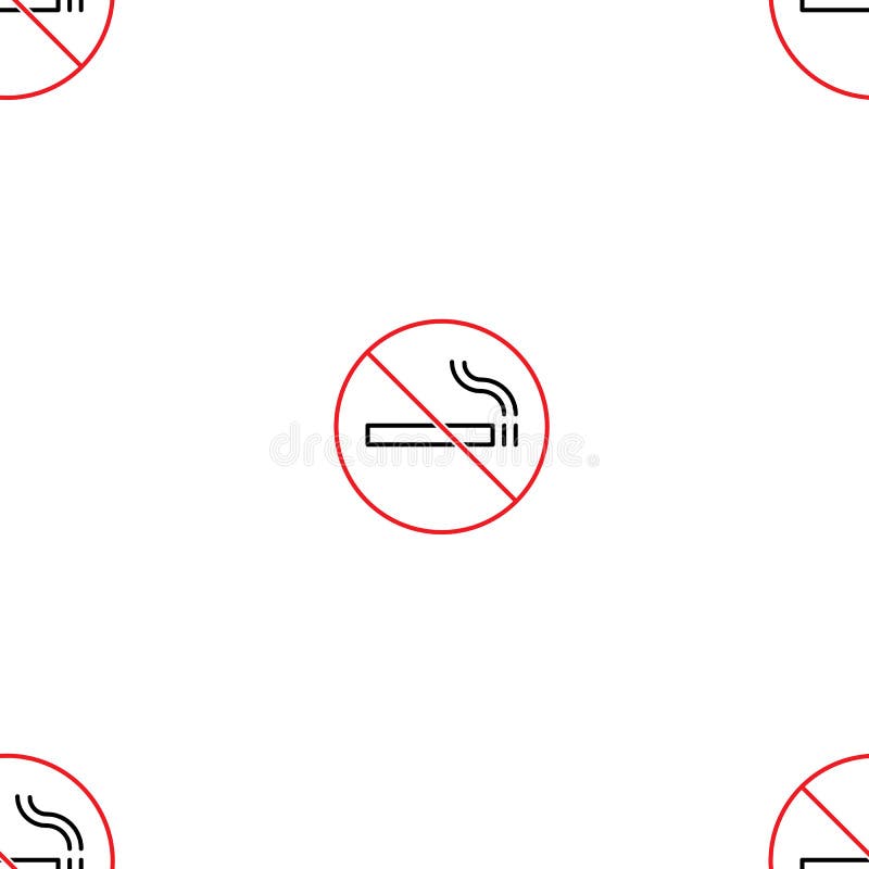 Seamless No Smoking Icon Pattern on White Background Stock Illustration ...
