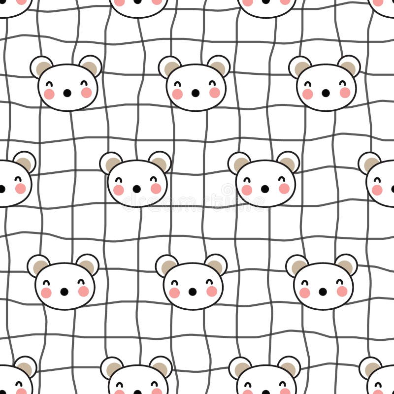Seamless Nursery Pattern with Cute Bear and Square Grid Cute Textures ...
