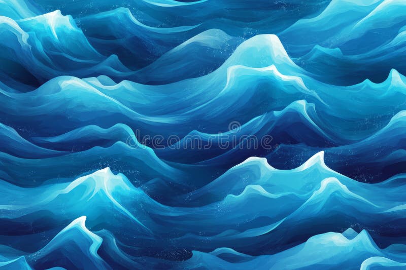 A Seamless Ocean-inspired Abstract Pattern with Deep Blue Waves ...