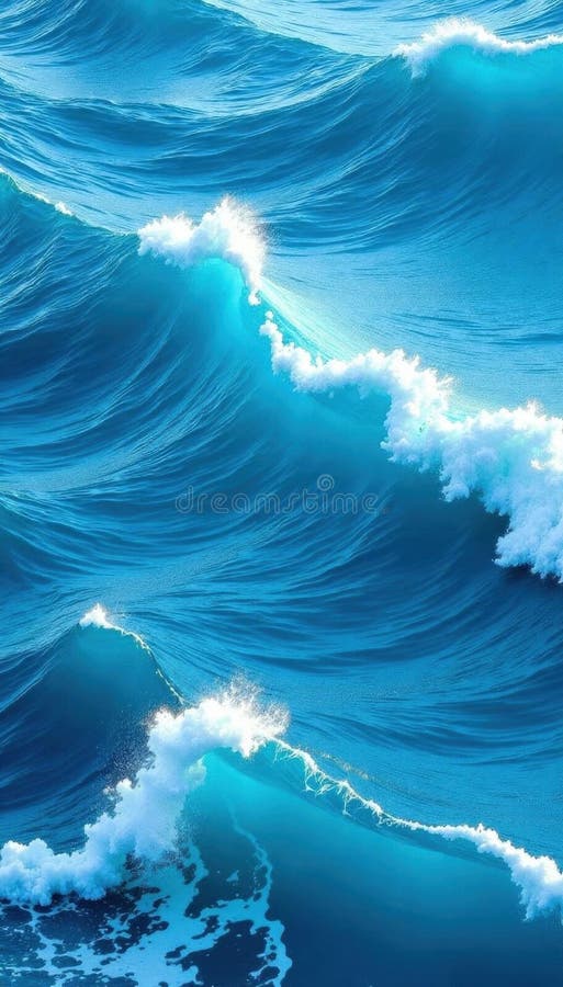 Seamless Ocean Wave Pattern, White Crests on Blue , Nautical, Artwork ...