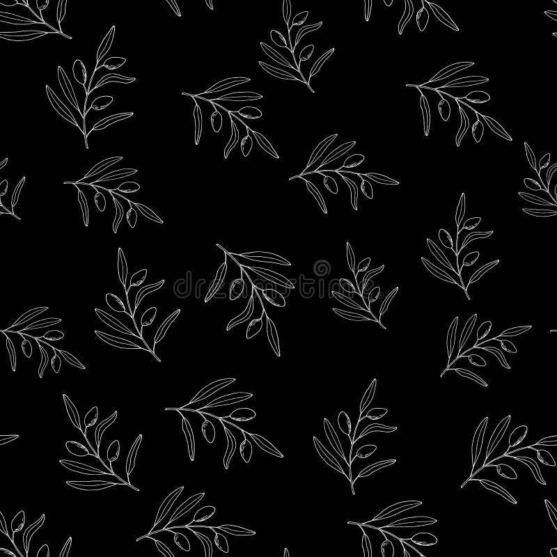 Seamless Olive Branch Pattern Stock Vector - Illustration of graphic ...
