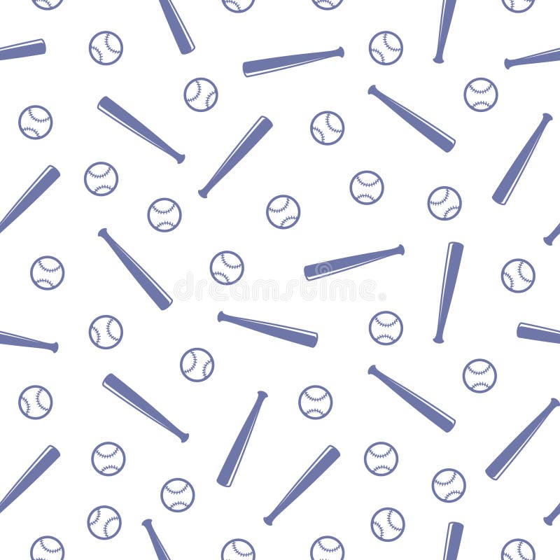 Seamless One Colour Pattern of Balls and Bats for Baseball Stock Vector ...