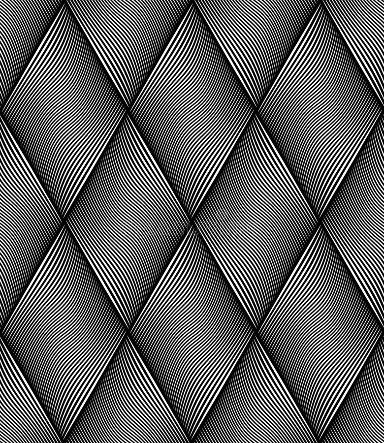 Seamless Op Art Diamonds Pattern with Wavy Lines Texture Stock Vector ...
