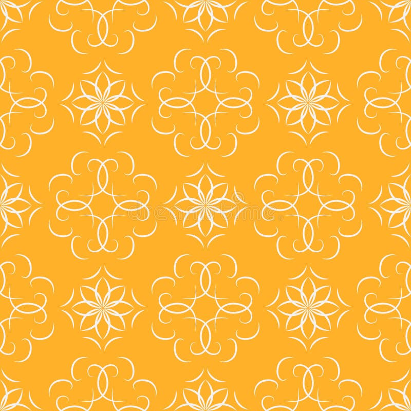 Seamless Orange Abstract Geometric Pattern with Floral Elements ...