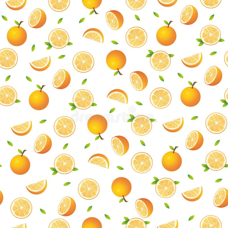 Seamless Orange Pattern with Leaves. Citrus Background Wallpaper. Stock ...