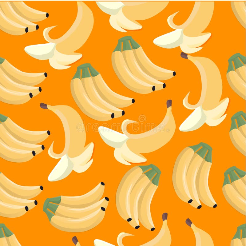 Seamless Orange Background with Bananas Stock Vector - Illustration of ...