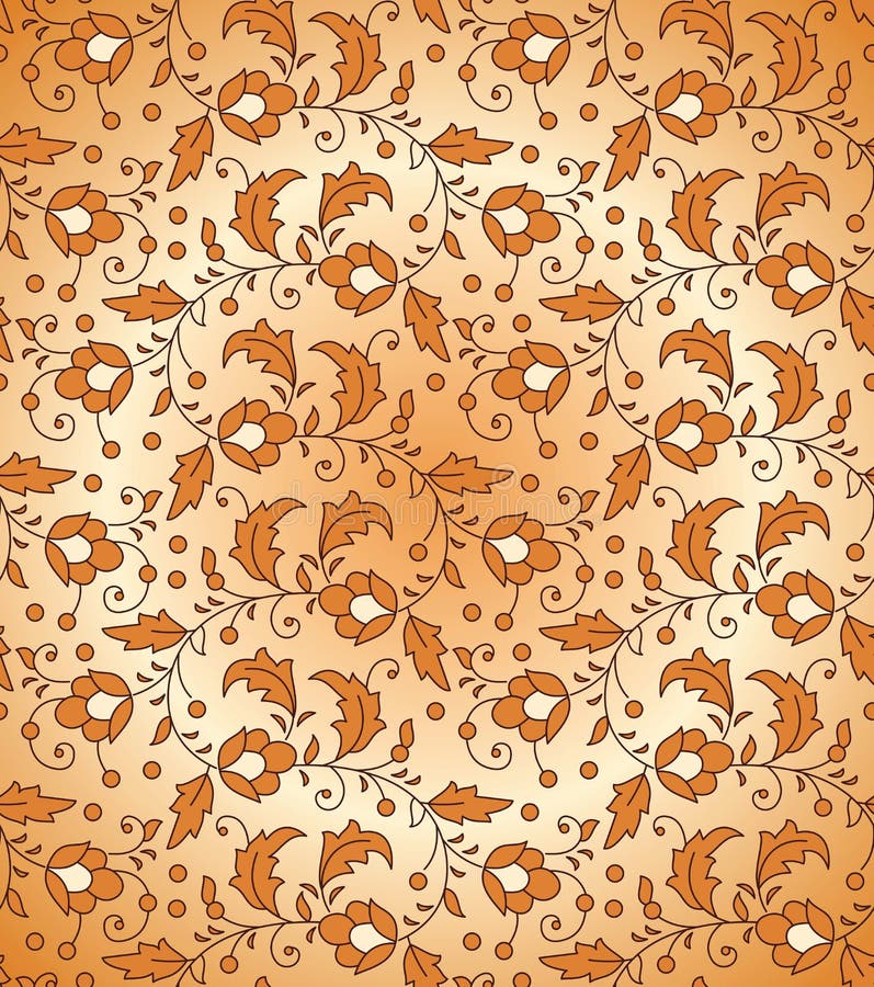 Seamless Orange Floral Pattern Stock Vector - Illustration of antique ...