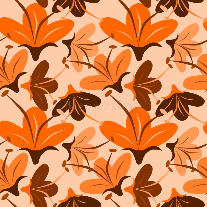 Seamless orange flower stock illustration. Illustration of pattern ...