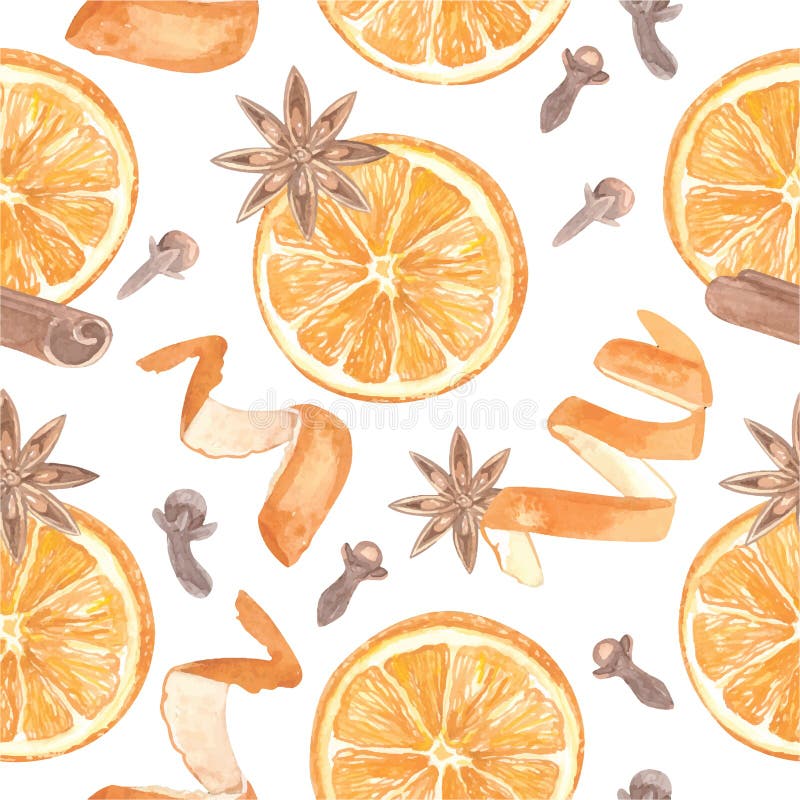 Seamless Orange and Spices Pattern. Orange Peel Stock Vector ...