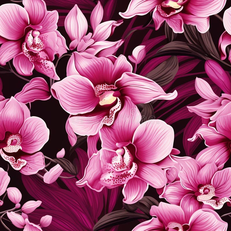 Seamless orchid fabric stock illustration. Illustration of branch ...