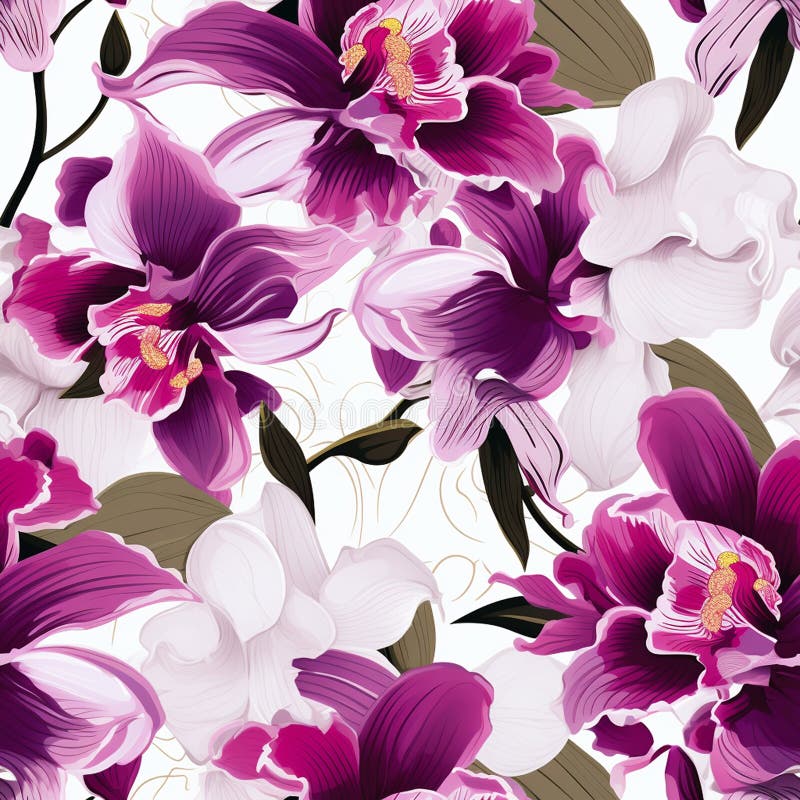 Seamless orchid fabric stock illustration. Illustration of blooming ...