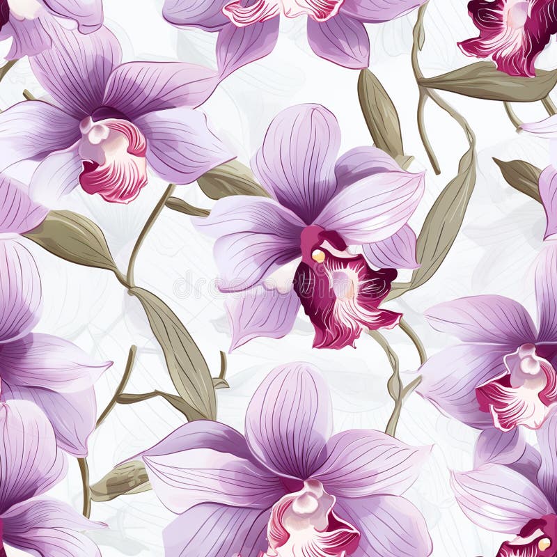 Seamless Orchid Flower Pattern on Dark Background Stock Vector ...