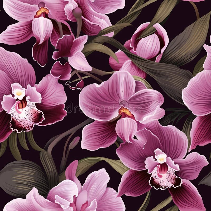 Seamless Orchid Pattern for Book Cover Design Stock Illustration ...