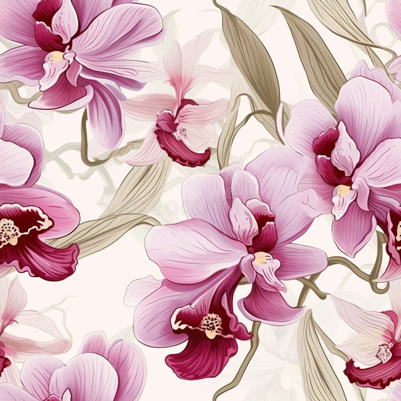 Seamless Orchid Pattern for Digital Art Stock Illustration ...
