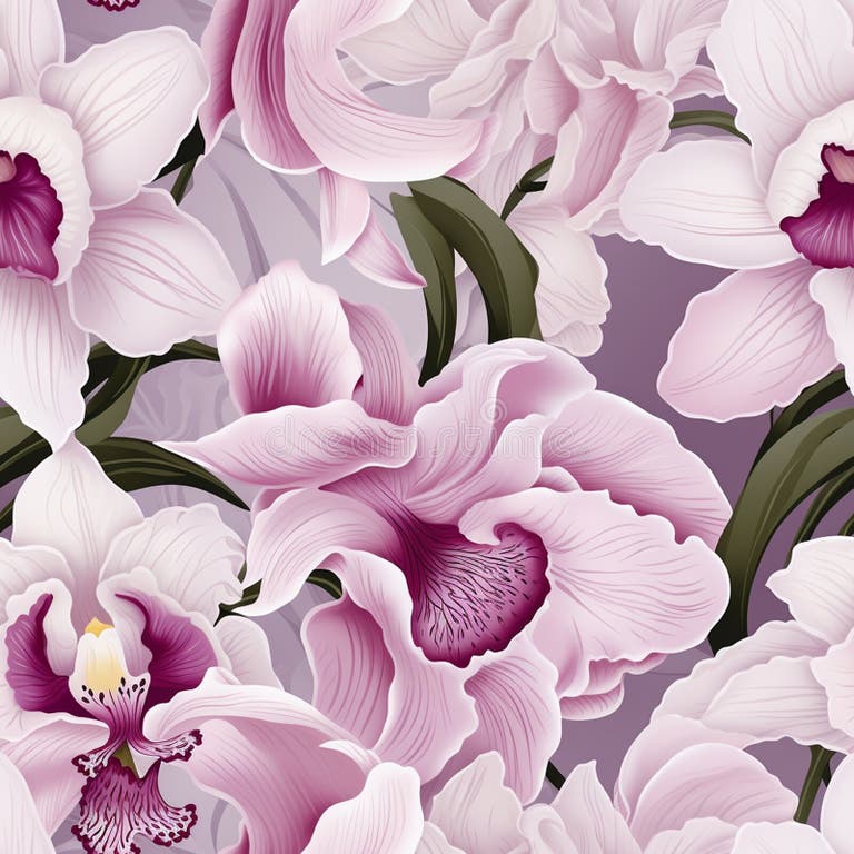 Seamless Orchid Pattern for Digital Art Stock Illustration ...