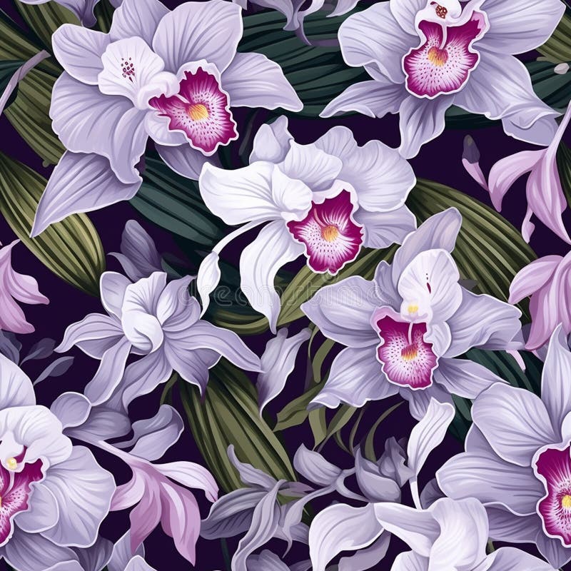 Seamless Orchid Pattern for Packaging Mockup Stock Illustration ...