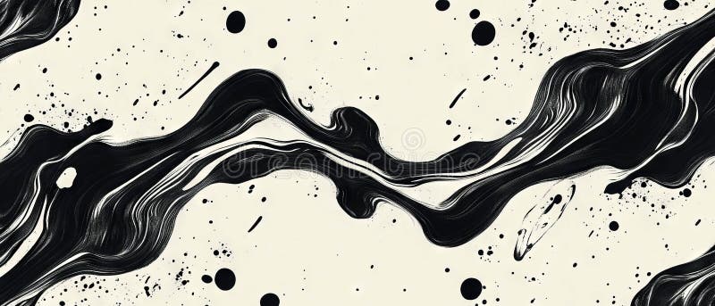 Seamless Organic Black Ink Pattern with Natural Forms on a White ...