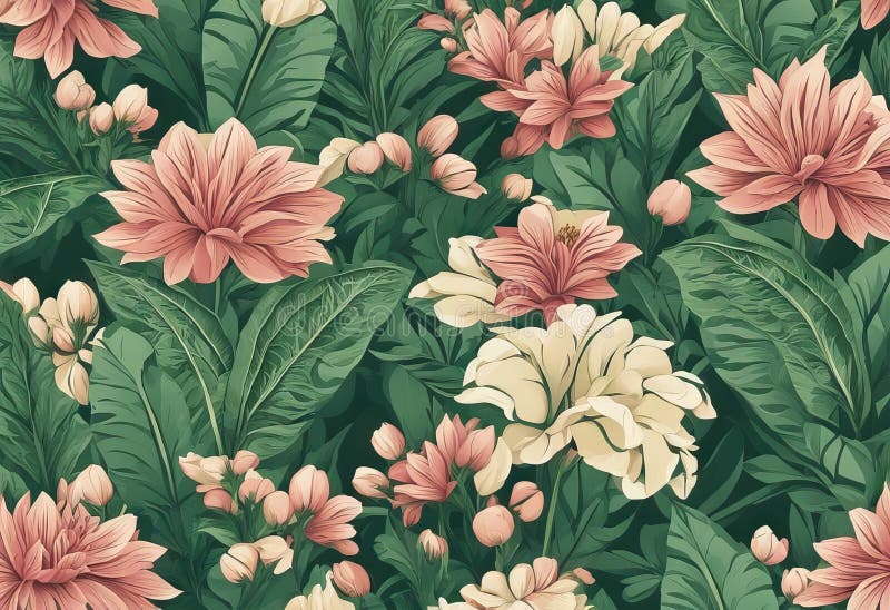 Seamless Organic Nature Plant Vector Pattern Stock IllustrationPattern ...