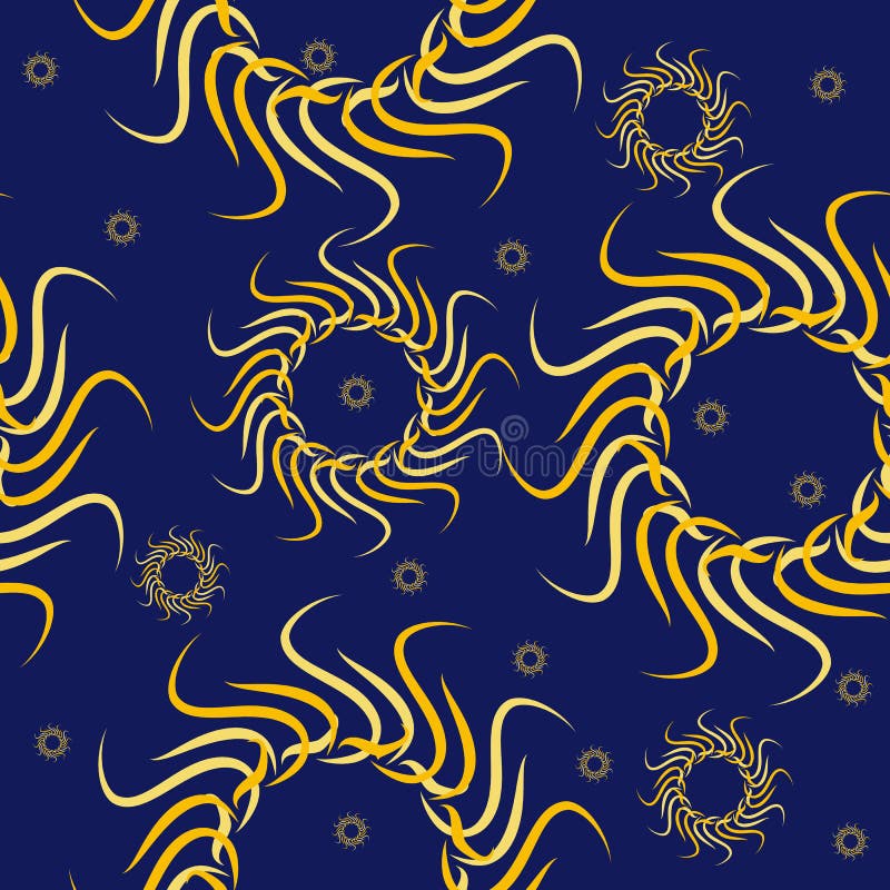 Seamless Ornament with a Decorative Golden Sun Stock Vector ...