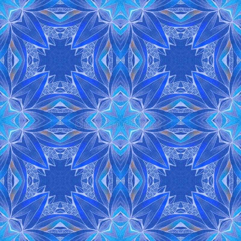 Seamless Ornamental Pattern in Blue Colors. Print for Fabric, Textile ...