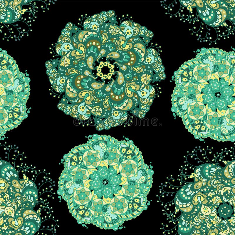 Set of 3 Circle Pattern Elements in Green and Marine Colors for Stock ...