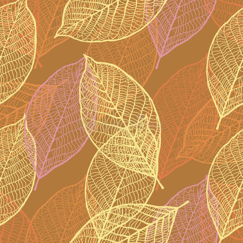 Seamless Ornamental Pattern with Leaves Stock Vector - Illustration of ...
