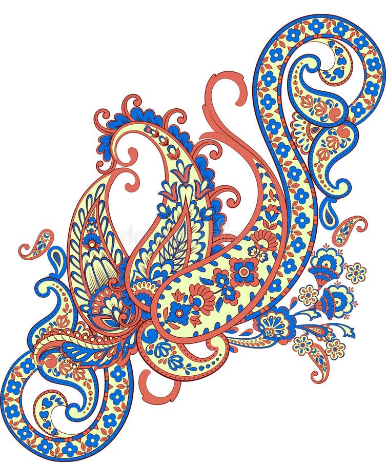 Seamless Ornamental Two Side Border Pattern with Geometric Paisley ...