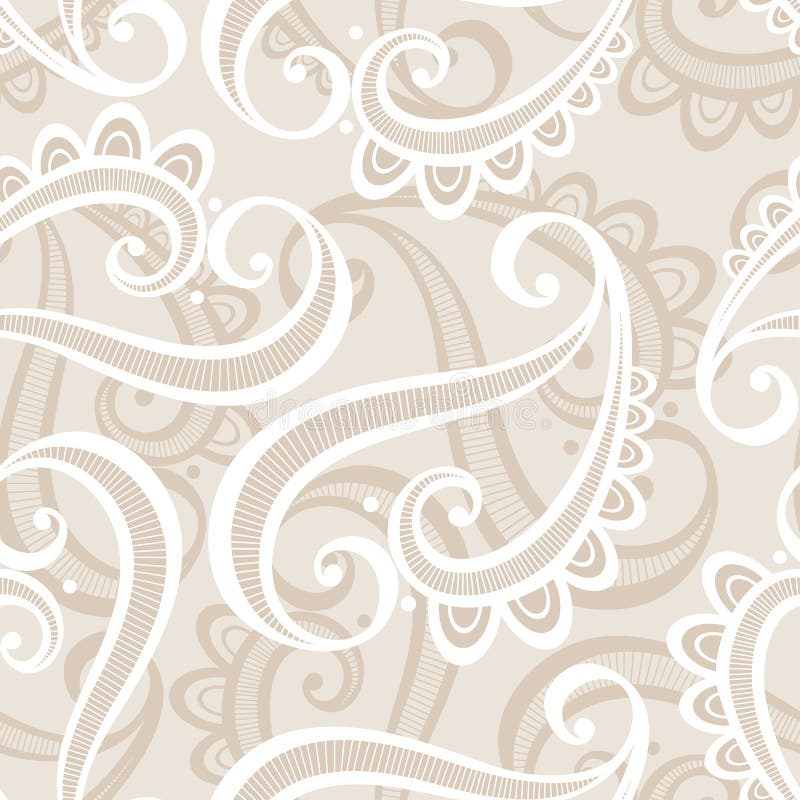 An Ornate Abstract Drawing of Patterned Curves and Flowers. Stock ...