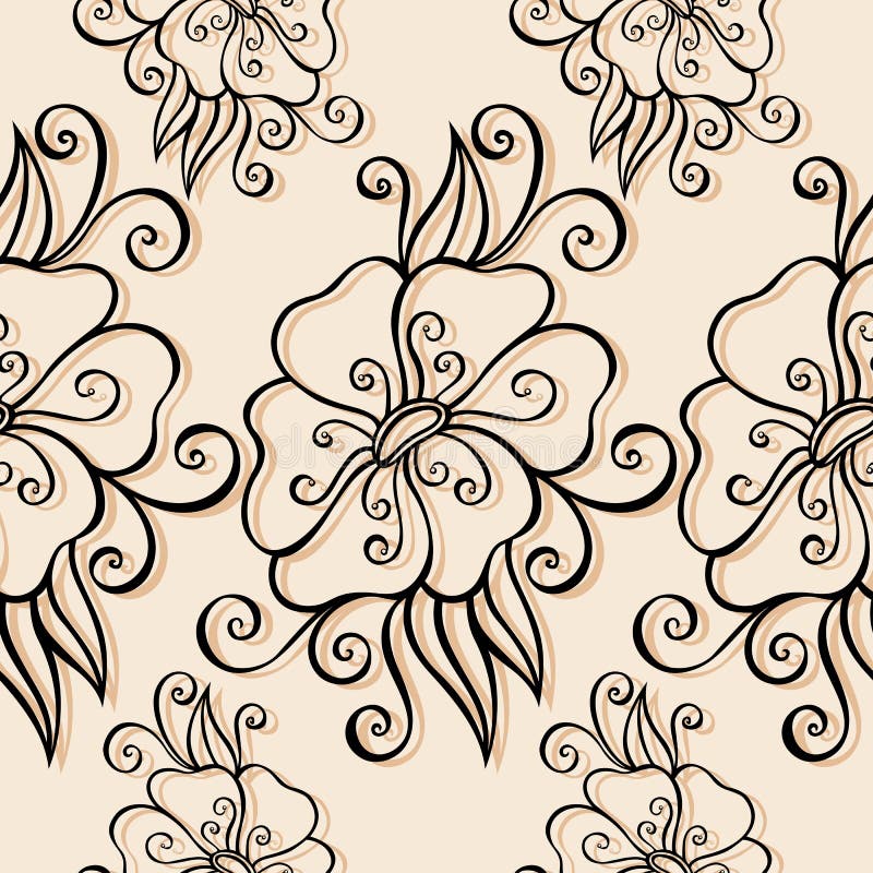 Seamless Ornate Floral Pattern Stock Vector - Illustration of ...