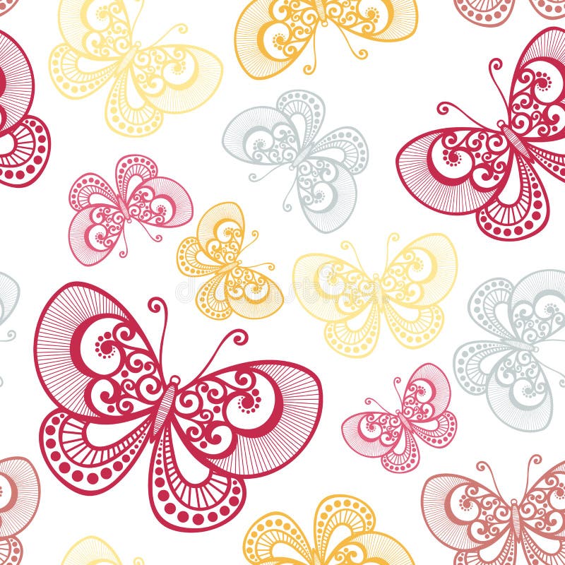 Seamless Ornate Floral Pattern with Butterflies Stock Vector ...