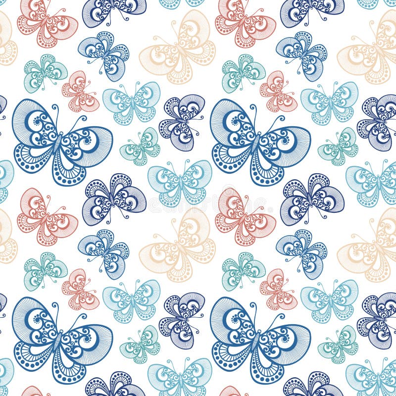 Seamless Ornate Floral Pattern with Butterflies Stock Vector ...