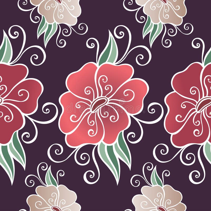 Seamless Ornate Floral Pattern Stock Vector - Illustration of ...