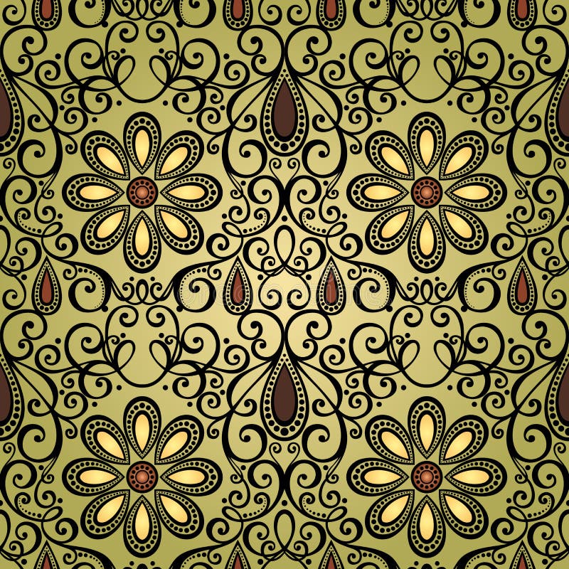Seamless Ornate Floral Pattern Stock Vector - Illustration of ...