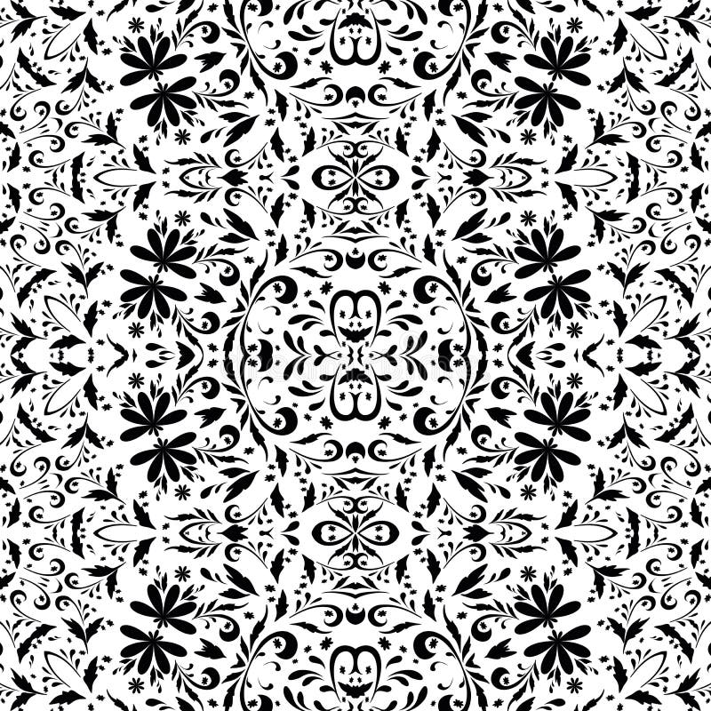 Seamless Outline Floral Pattern Stock Vector - Illustration of ...