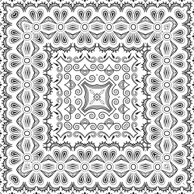 Seamless Outline Floral Pattern Stock Vector - Illustration of outline ...