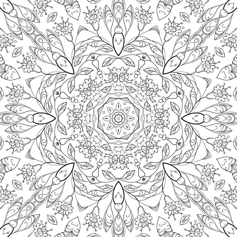 Seamless Outline Floral Pattern Stock Vector - Illustration of ornament ...