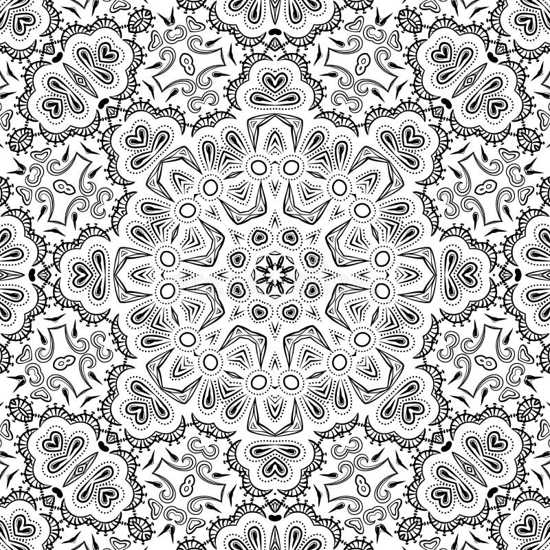 Seamless Outline Floral Pattern Stock Vector - Illustration of flourish ...