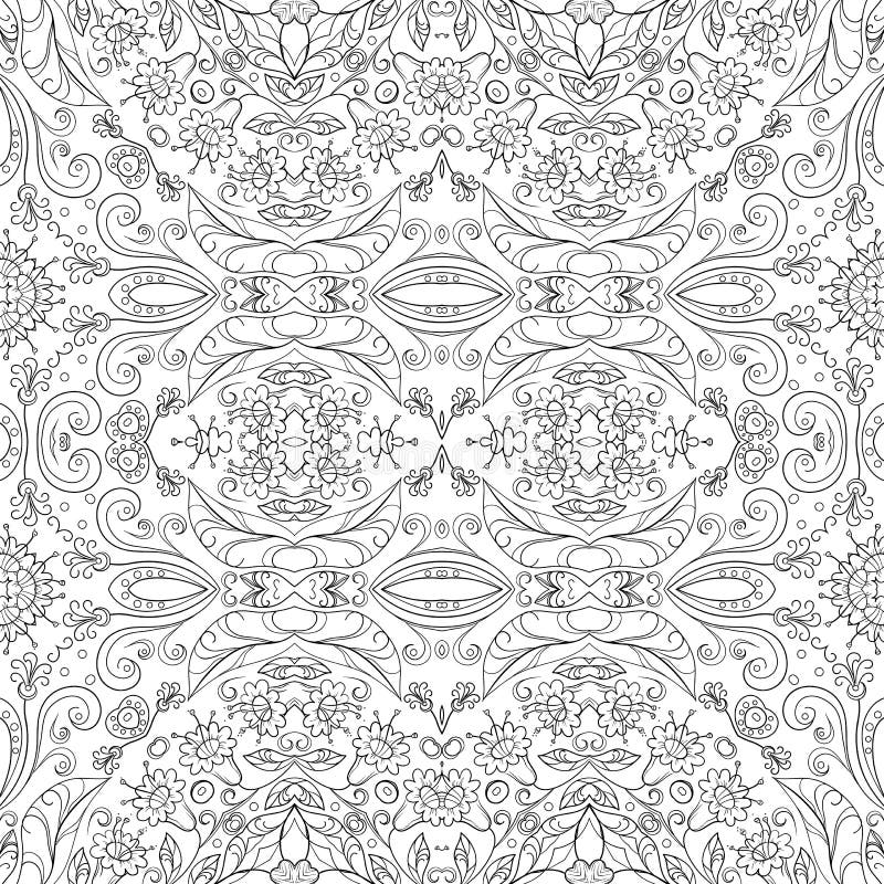 Seamless Outline Floral Pattern Stock Vector - Illustration of element ...