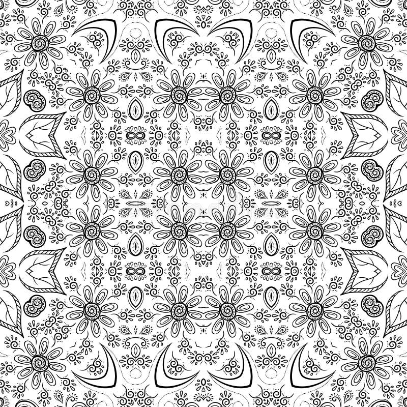 Seamless Outline Floral Pattern Stock Vector - Illustration of fabric ...