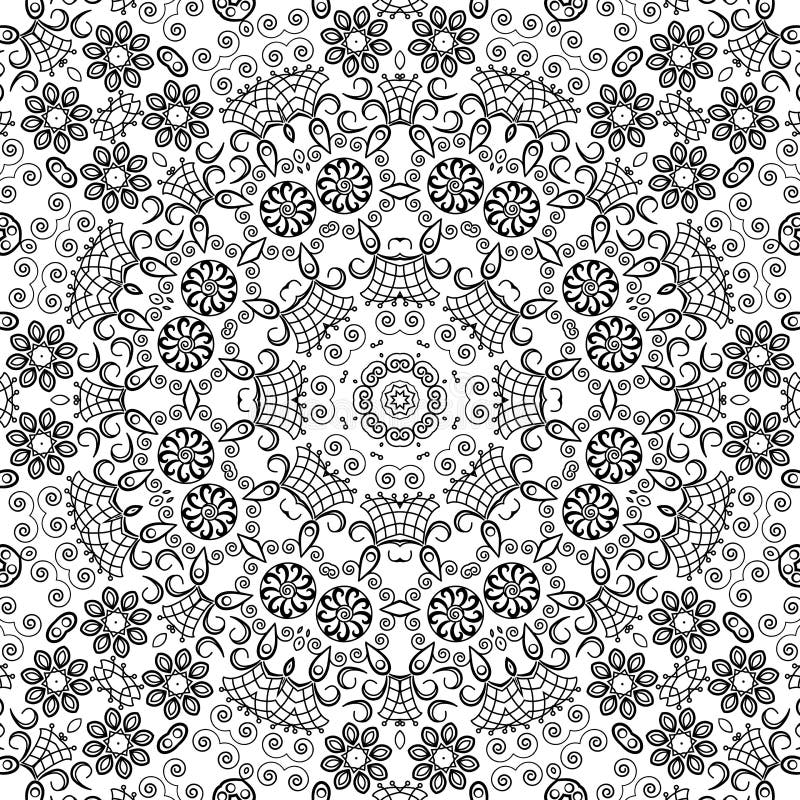 Seamless Outline Floral Pattern Stock Vector - Illustration of flourish ...