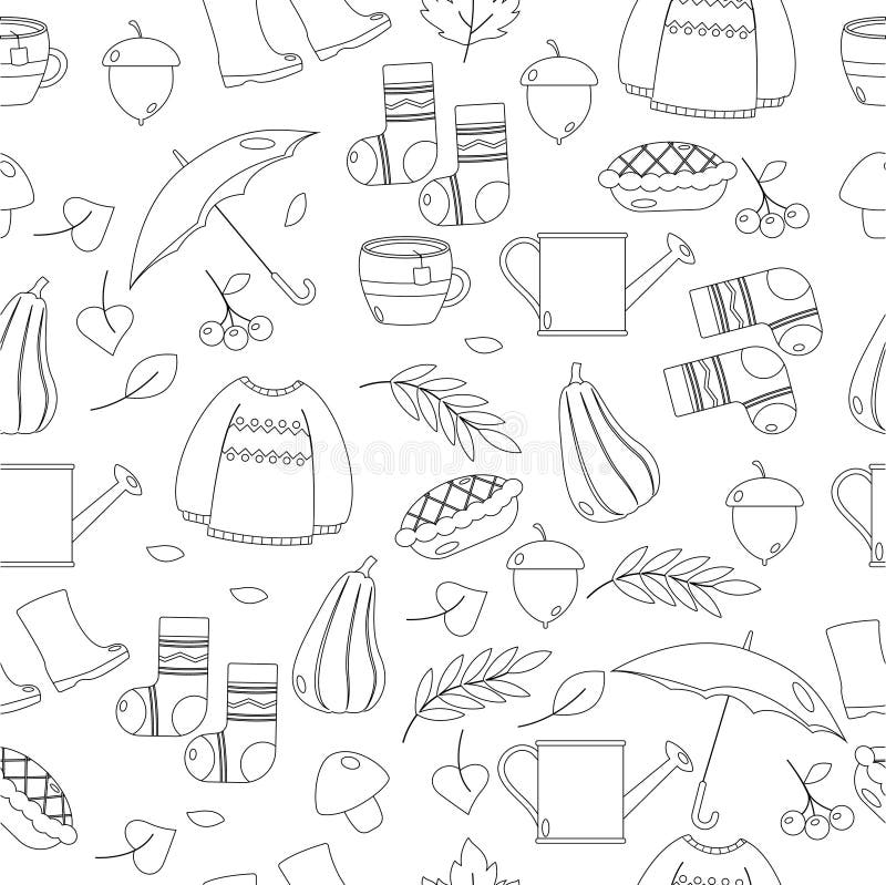 Seamless Outline Pattern of Autumn. Vector Illustration Stock Vector ...
