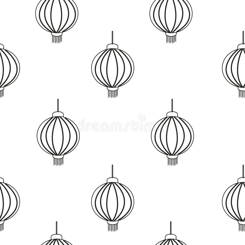 Seamless Outline Pattern Chinese Lantern Stock Vector - Illustration of ...