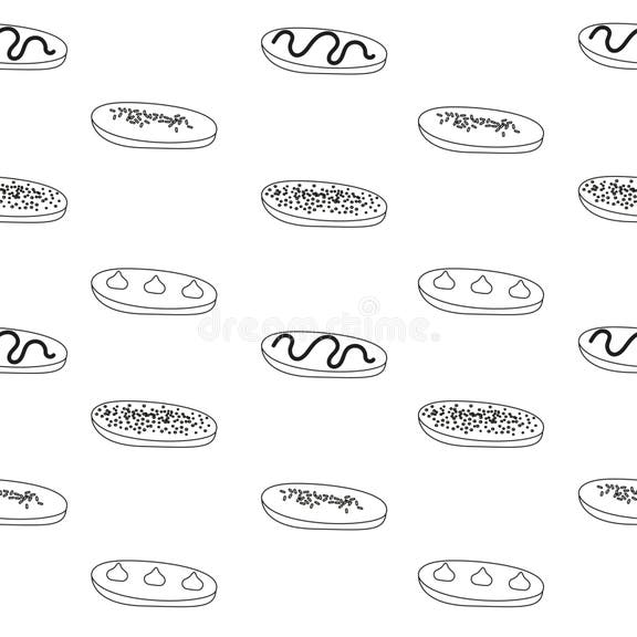 Seamless Outline Pattern Eclair Top View Hand Drawn Stock Vector ...