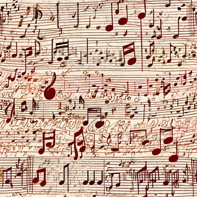 A Seamless and Overlapping Arrangement of Red Musical Notes Stock ...
